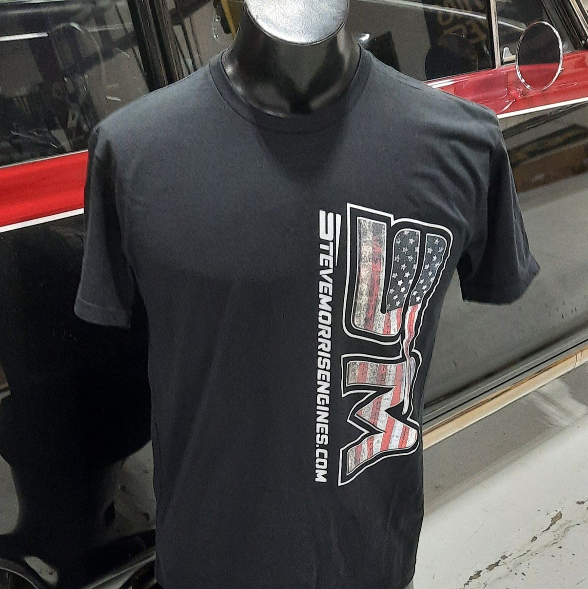 SM Flag Logo T-Shirt – STEVE MORRIS ENGINES MERCH STORE