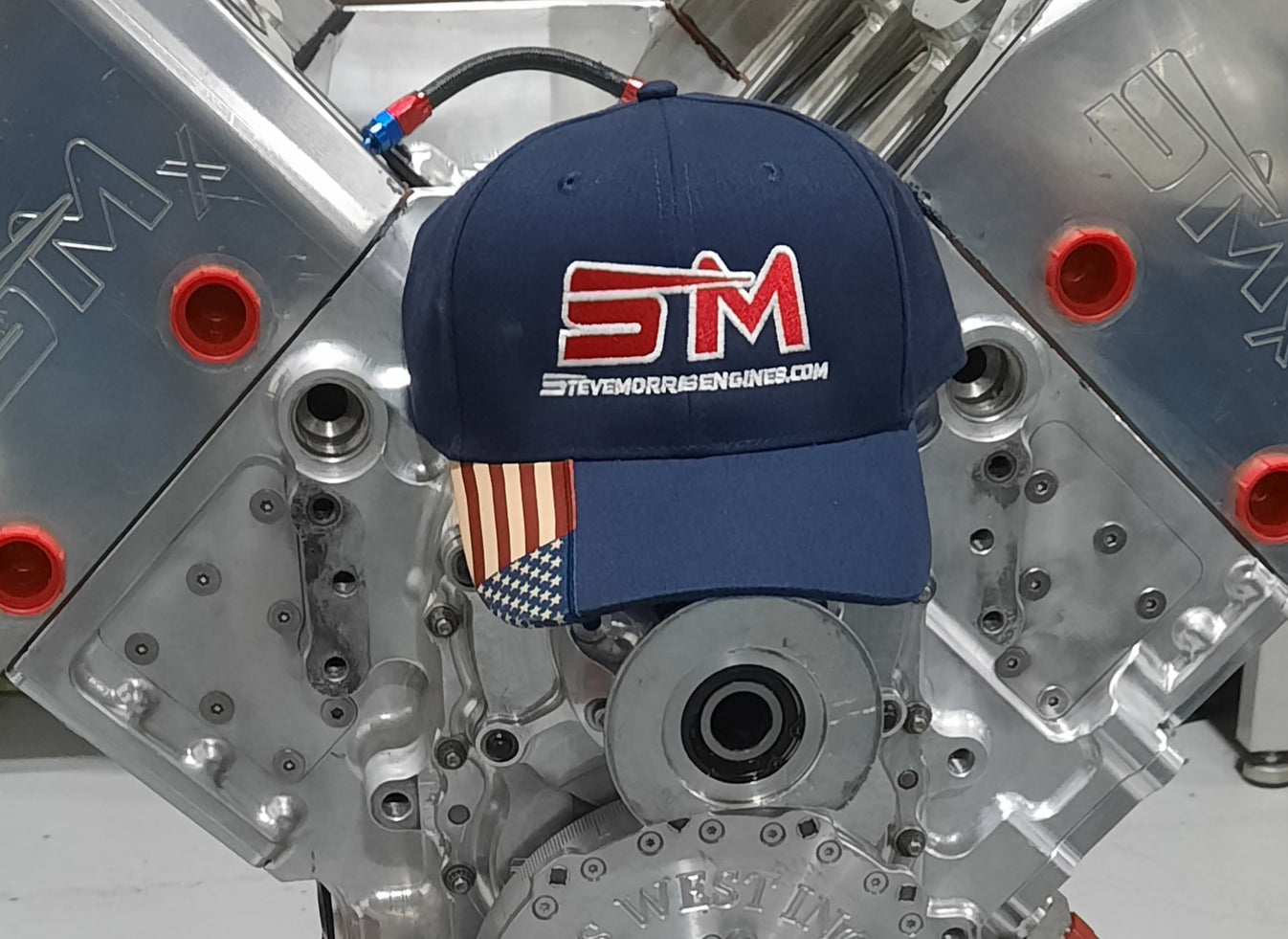 SM USA Flag Hat - Solid Back (Velcro) – STEVE MORRIS ENGINES MERCH STORE
